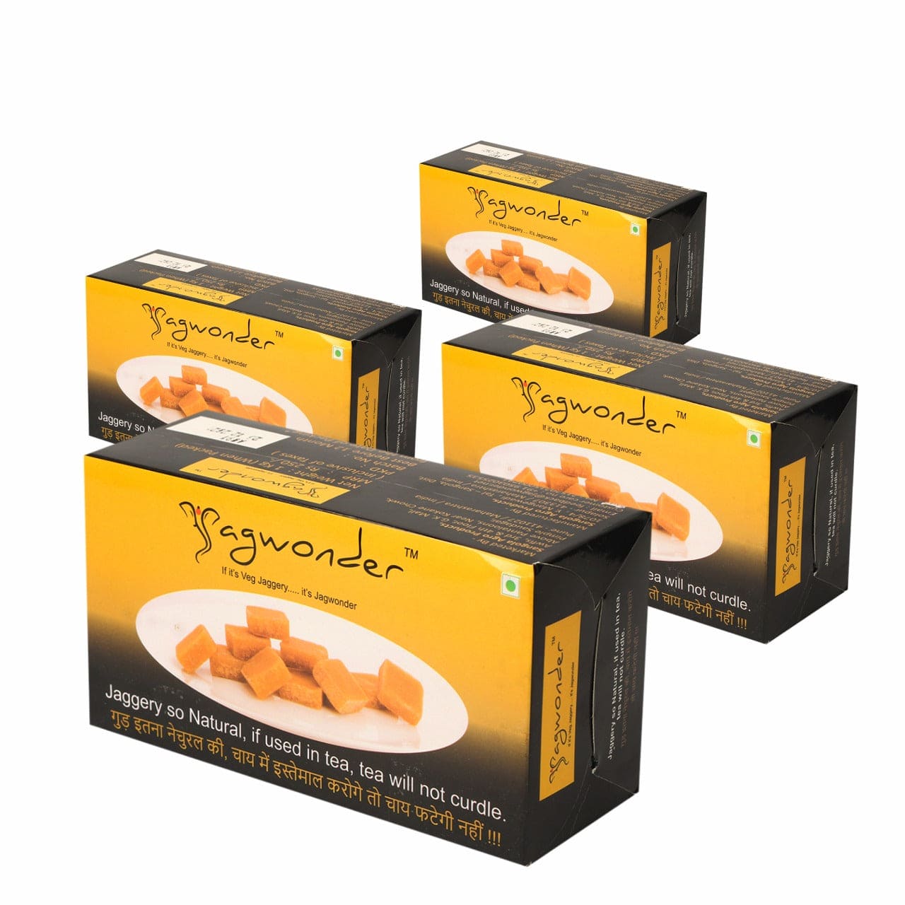 Jagwonder Jaggery Cubes 850gm × 4 Packs in 5 gm Cubes form